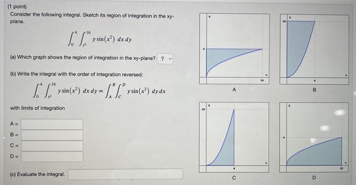Solved (1 point) Consider the following integral. Sketch its | Chegg.com