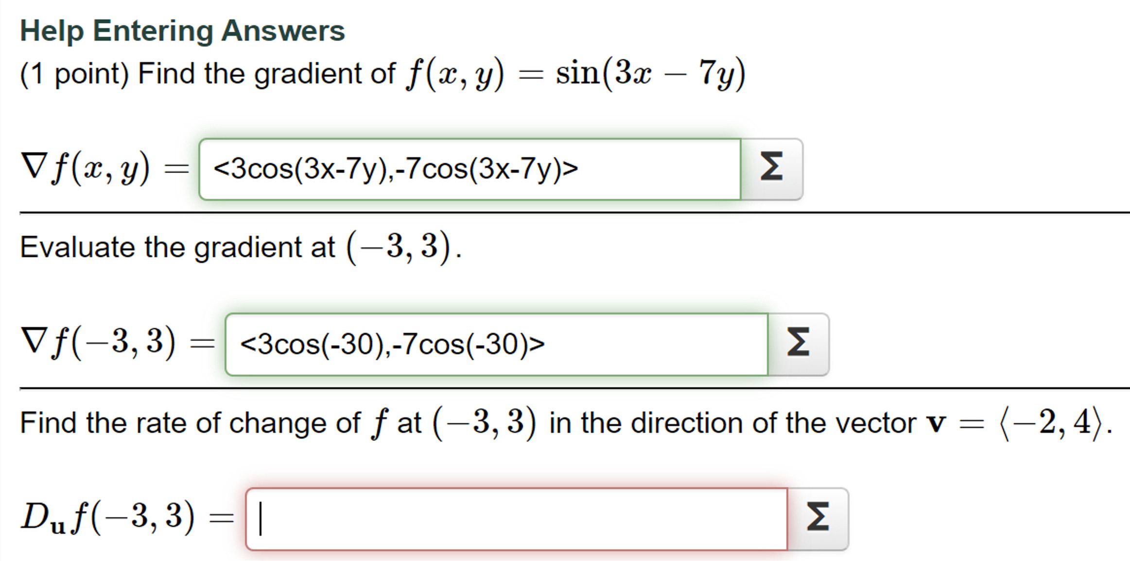 Solved Help Entering Answers(1 ﻿point) ﻿Find the gradient of | Chegg.com