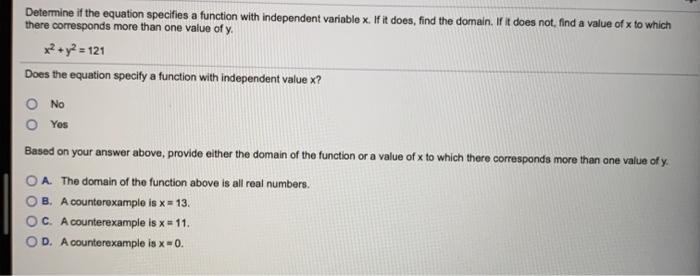 Solved Determine if the equation specifies a function with | Chegg.com