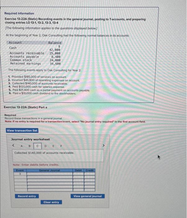 Solved Required information Exercise 13-22A (Static) | Chegg.com