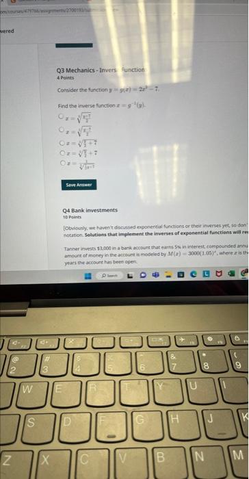 Q3 Mechanics - Invers function 4 Paints Consider the | Chegg.com