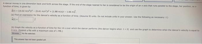Solved A dancer moves in one dimension back and forth across | Chegg.com