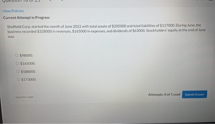 Solved View Policies Current Attempt in Progress Sheffield | Chegg.com