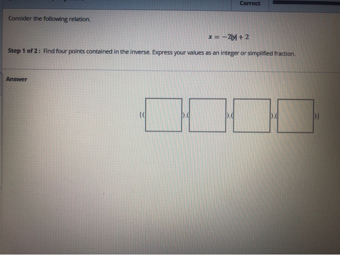 Solved Correct Consider the following relation * = -241 +2 | Chegg.com