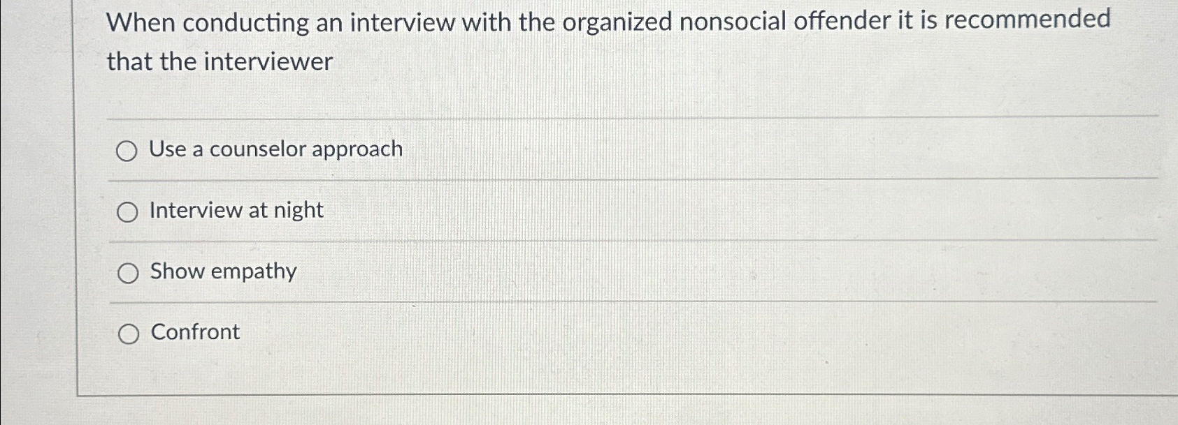 Solved When conducting an interview with the organized | Chegg.com