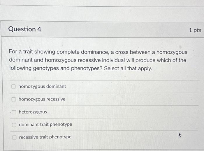 Solved For a trait showing complete dominance, a cross | Chegg.com