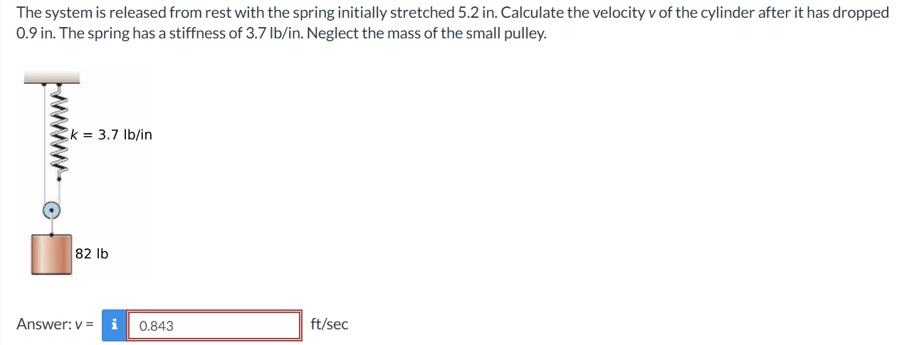Solved The system is ﻿released from rest with the spring | Chegg.com