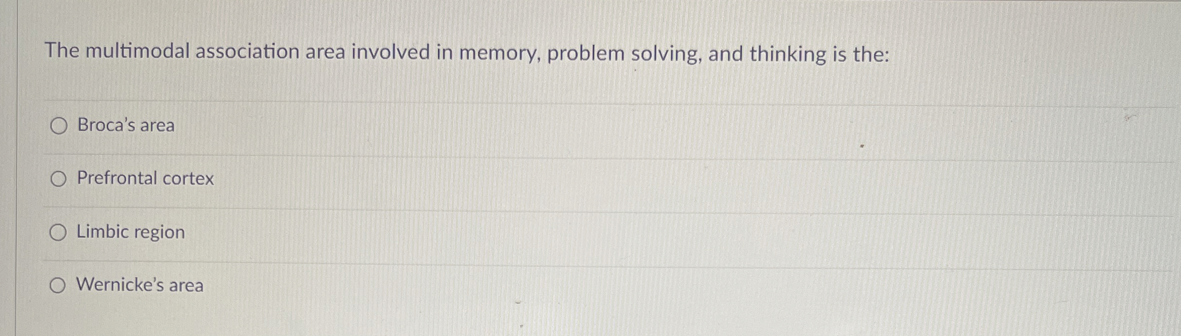Solved The multimodal association area involved in memory, | Chegg.com