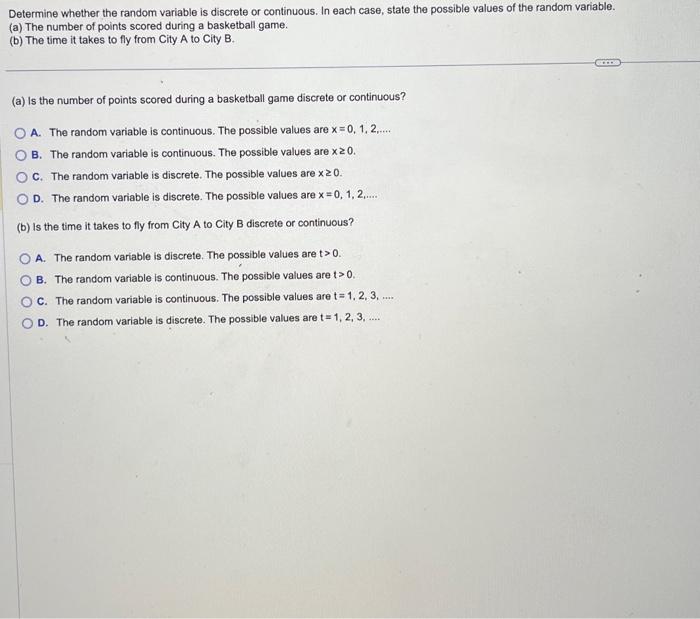Solved Determine whether the random variable is discrete or | Chegg.com