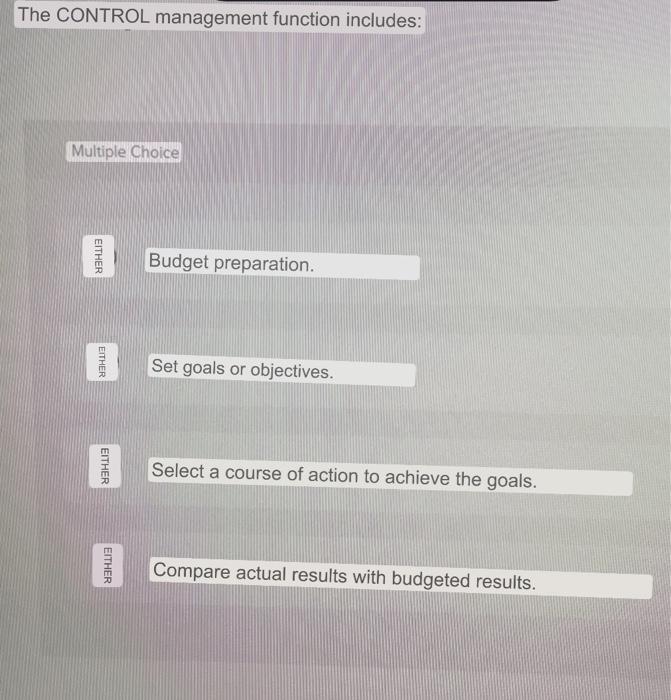 Solved The Control Management Function Includes Multiple