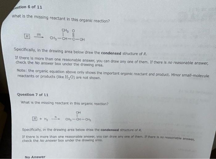 Solved What is the missing reactant in this organic | Chegg.com