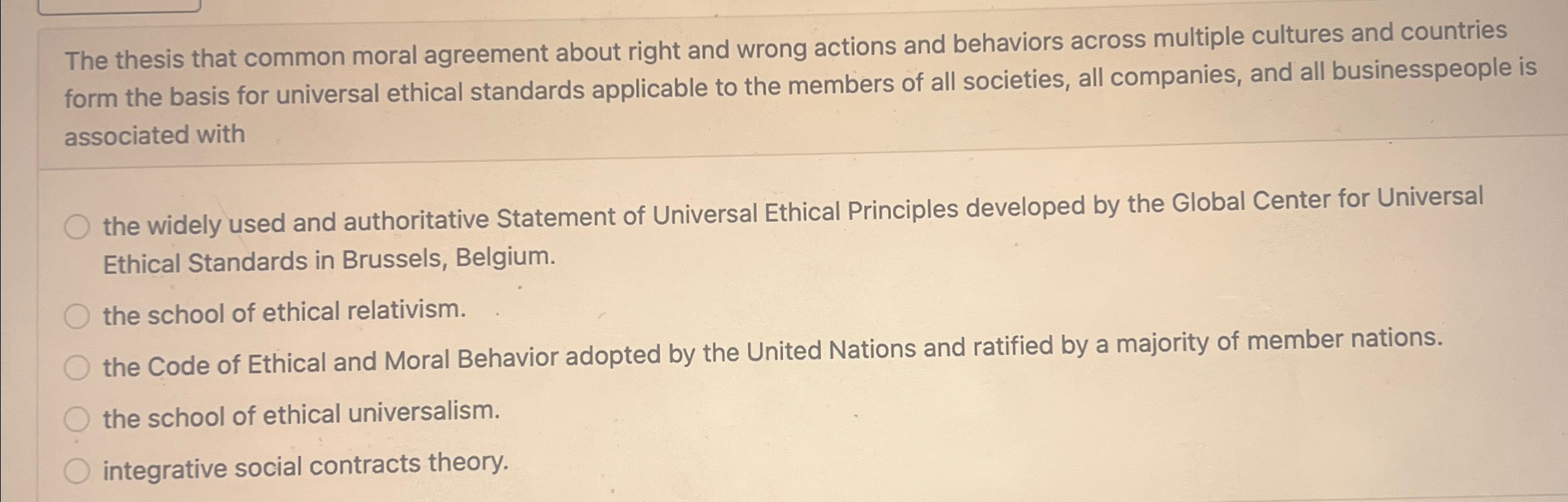 Solved The thesis that common moral agreement about right | Chegg.com