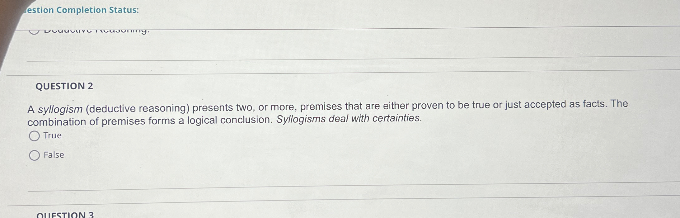 Solved estion Completion Status:QUESTION 2A syllogism | Chegg.com