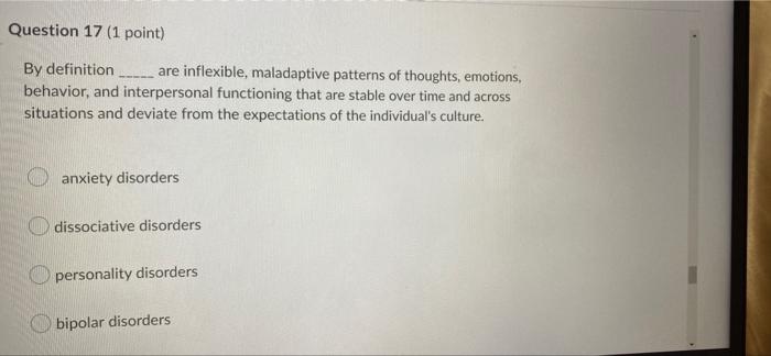 Solved Question 17 (1 point) By definition are inflexible, | Chegg.com
