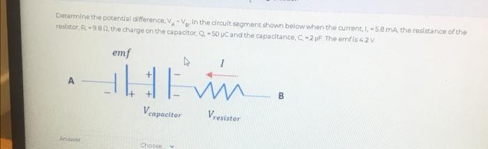 Solved Determine the potential difference, VA−VQ, in the | Chegg.com