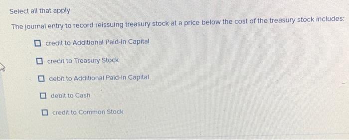 Solved Select all that apply The journal entry to record | Chegg.com