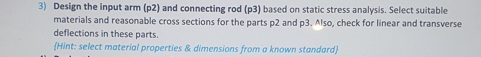 Solved Design the input arm (p2) and connecting rod (p3) | Chegg.com