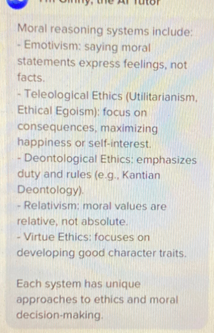 Solved Moral reasoning systems include:Emotivism: saying | Chegg.com