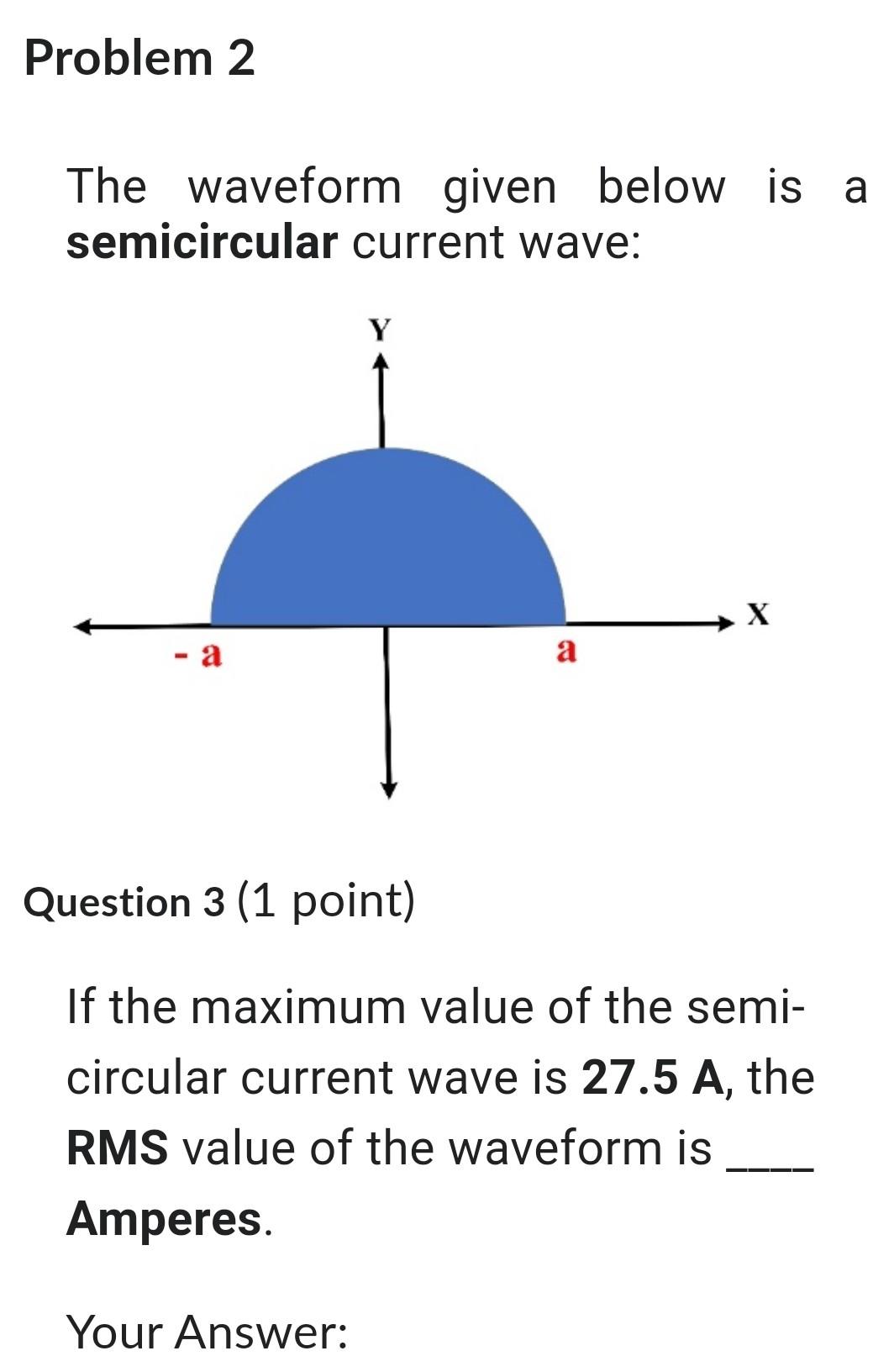 Solved The waveform given below is a semicircular current | Chegg.com