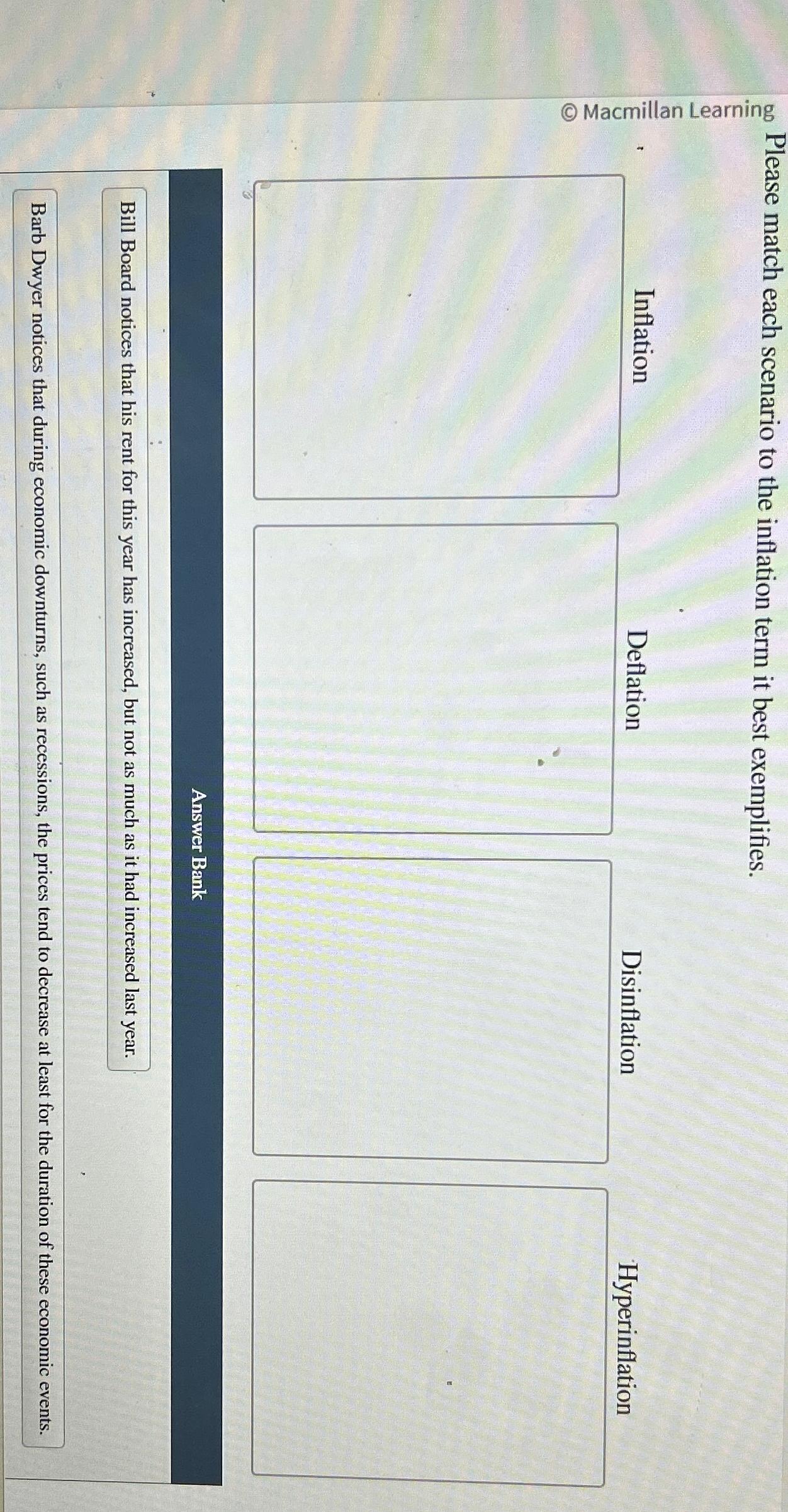 Solved Please match each scenario to the inflation term it | Chegg.com
