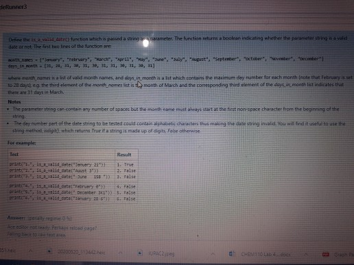 Solved steRunner Define that is valid date) function which | Chegg.com