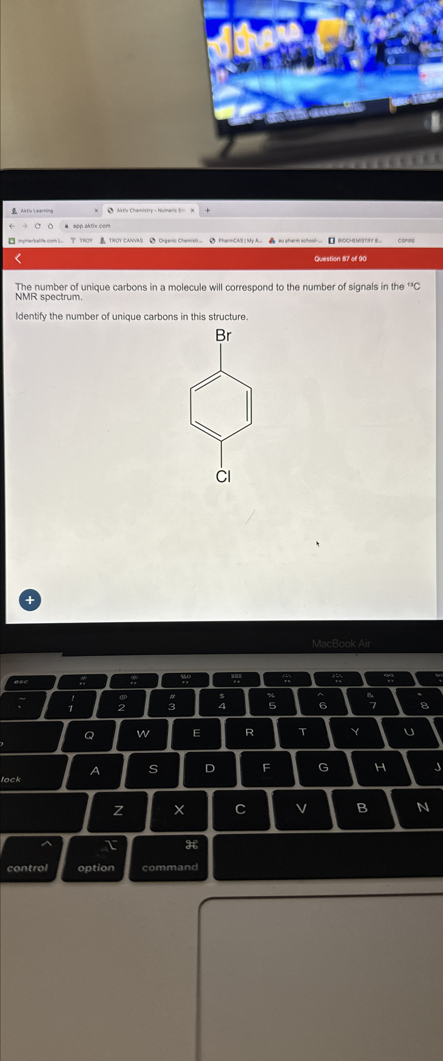 Solved The number of unique carbons in a molecule will | Chegg.com