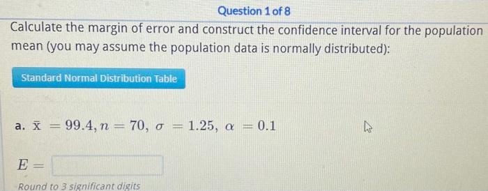 Solved Calculate the margin of error and construct the | Chegg.com