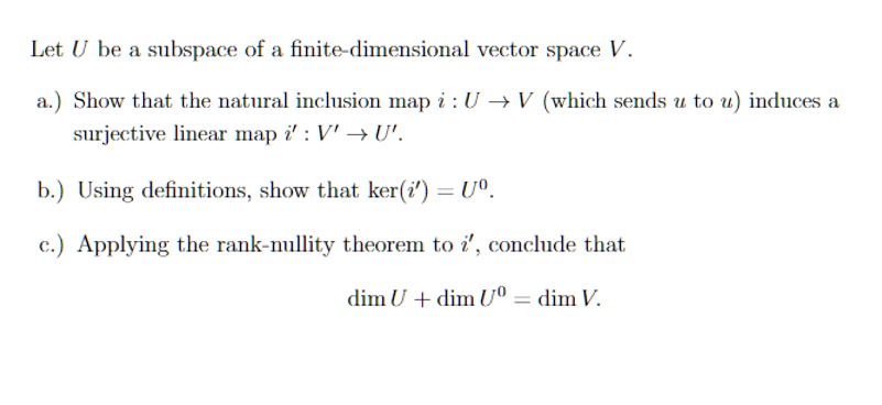Solved Let U be a subspace of a finite-dimensional vector | Chegg.com