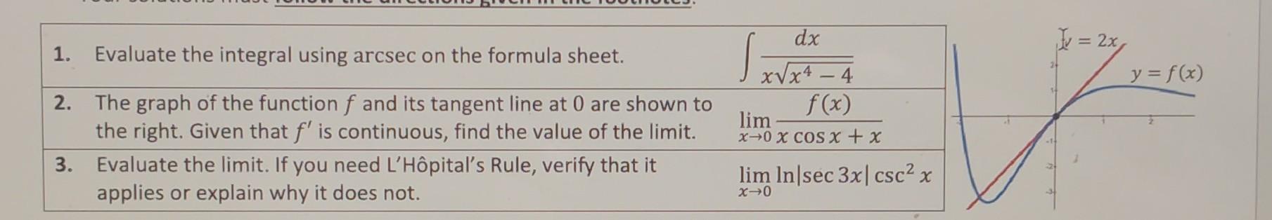 Solved 1. Evaluate the integral using arcsec on the formula | Chegg.com
