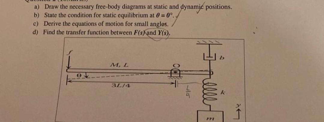 Solved a) Draw the necessary free-body diagrams at static | Chegg.com