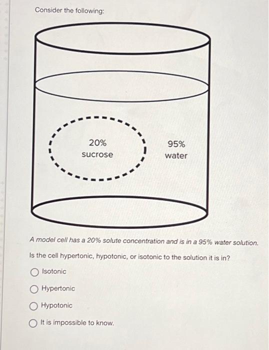 Solved Consider the following: 20% sucrose 95% water A model | Chegg.com