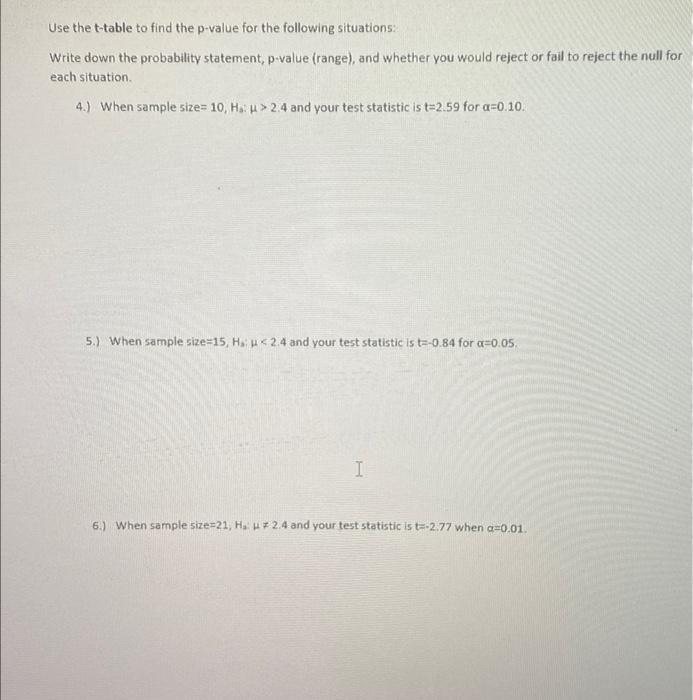 Solved Use the t-table to find the rejection region for the | Chegg.com
