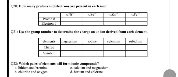Solved Q20: How many protons and electrons are present in | Chegg.com