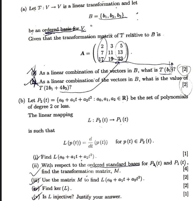Solved A Let T V→v Is A Linear Transformation And Let