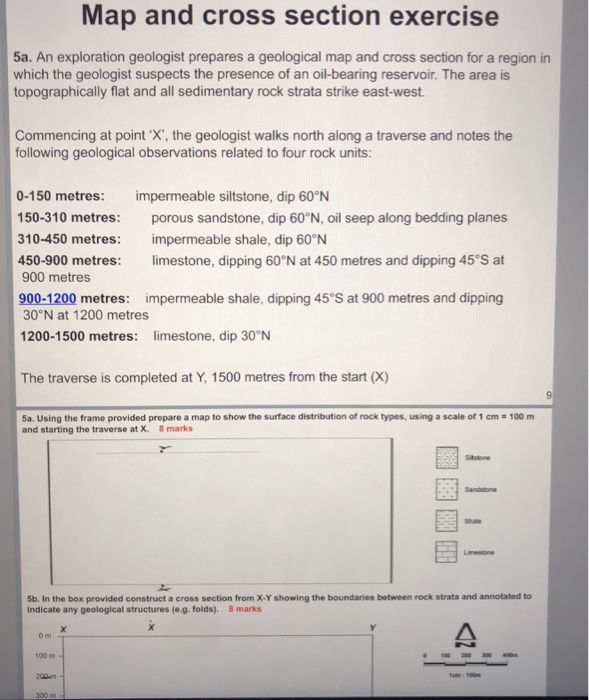 Solved Map and cross section exercise 5a. An exploration | Chegg.com