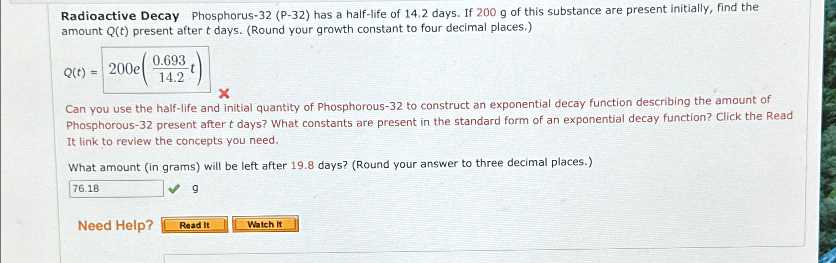 Solved Radioactive Decay Phosphorus-32 (P-32) ﻿has a | Chegg.com