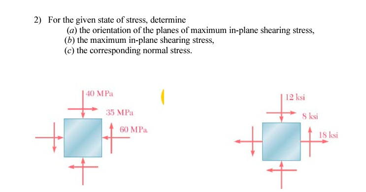 Solved For the given state of stress, determine(a) ﻿the | Chegg.com