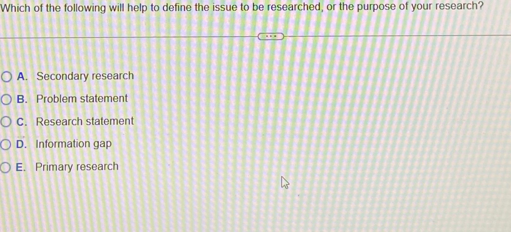 Solved Which of the following will help to define the issue | Chegg.com