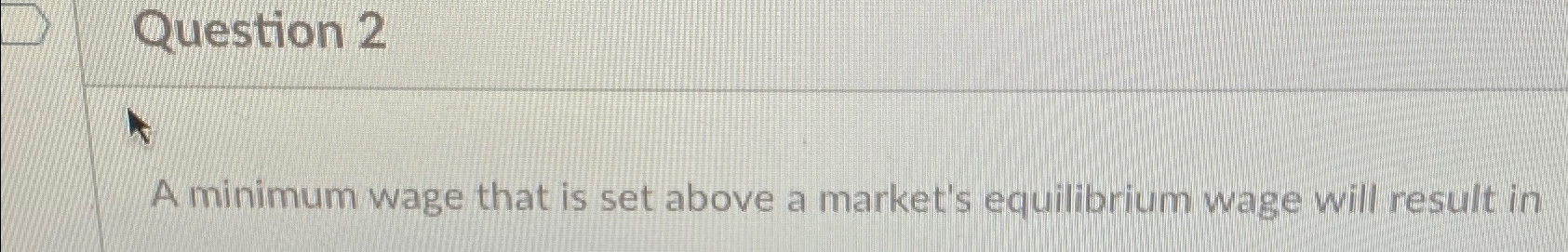 Solved Question 2A minimum wage that is set above a market's | Chegg.com