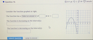 Solved Question 1601 ﻿pt399DetailsConsider the function | Chegg.com