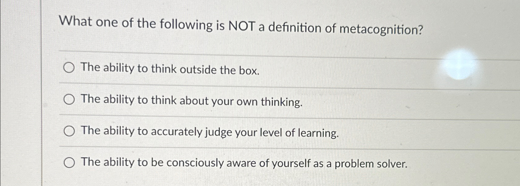 Solved What one of the following is NOT a definition of | Chegg.com
