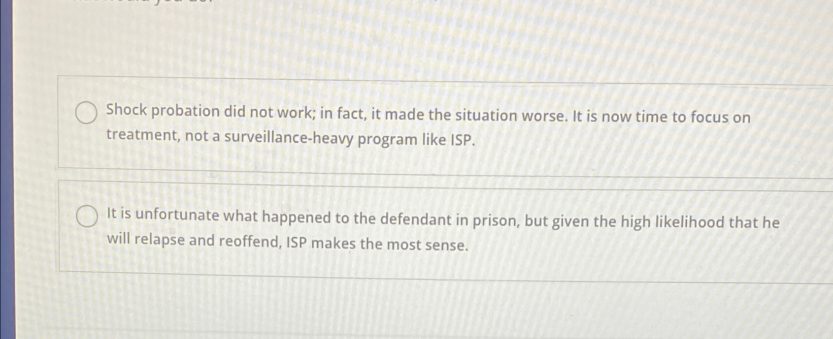 Solved Shock probation did not work; in fact, it made the | Chegg.com