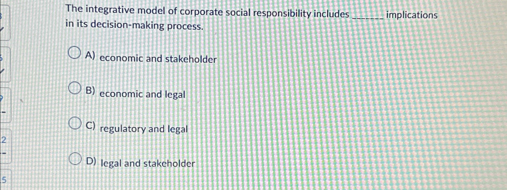 Solved The integrative model of corporate social | Chegg.com