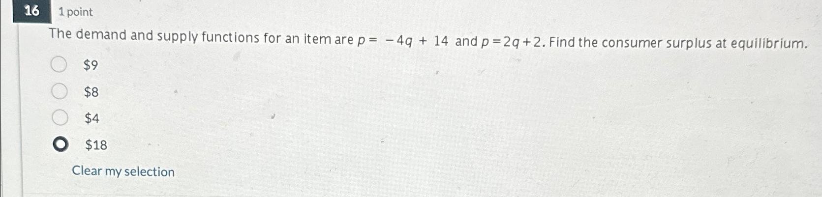 Solved 161 pointThe demand and supply functions for an item | Chegg.com Solved 161 pointThe demand and supply functions for an item | Chegg.com