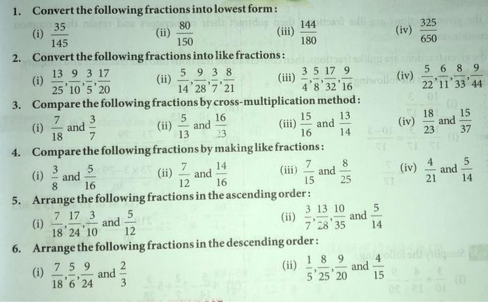 Solved 1. Convert the following fractions into lowest form : | Chegg.com
