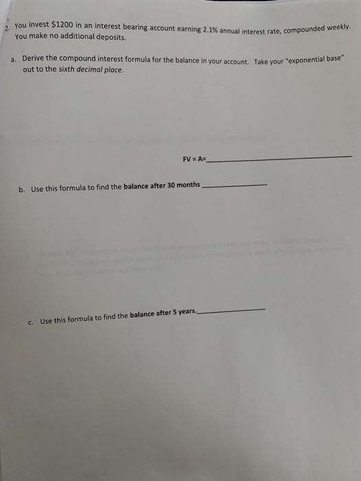 Solved Simple & Compound Interest Assignment Name: Show all | Chegg.com