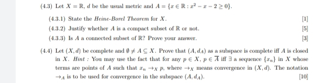Solved by an EXPERT (4.3) ﻿Let x=R,d ﻿be the usual metric and | Chegg.com