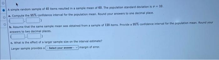 Solved A simple random sample of 40 items resulted in a | Chegg.com