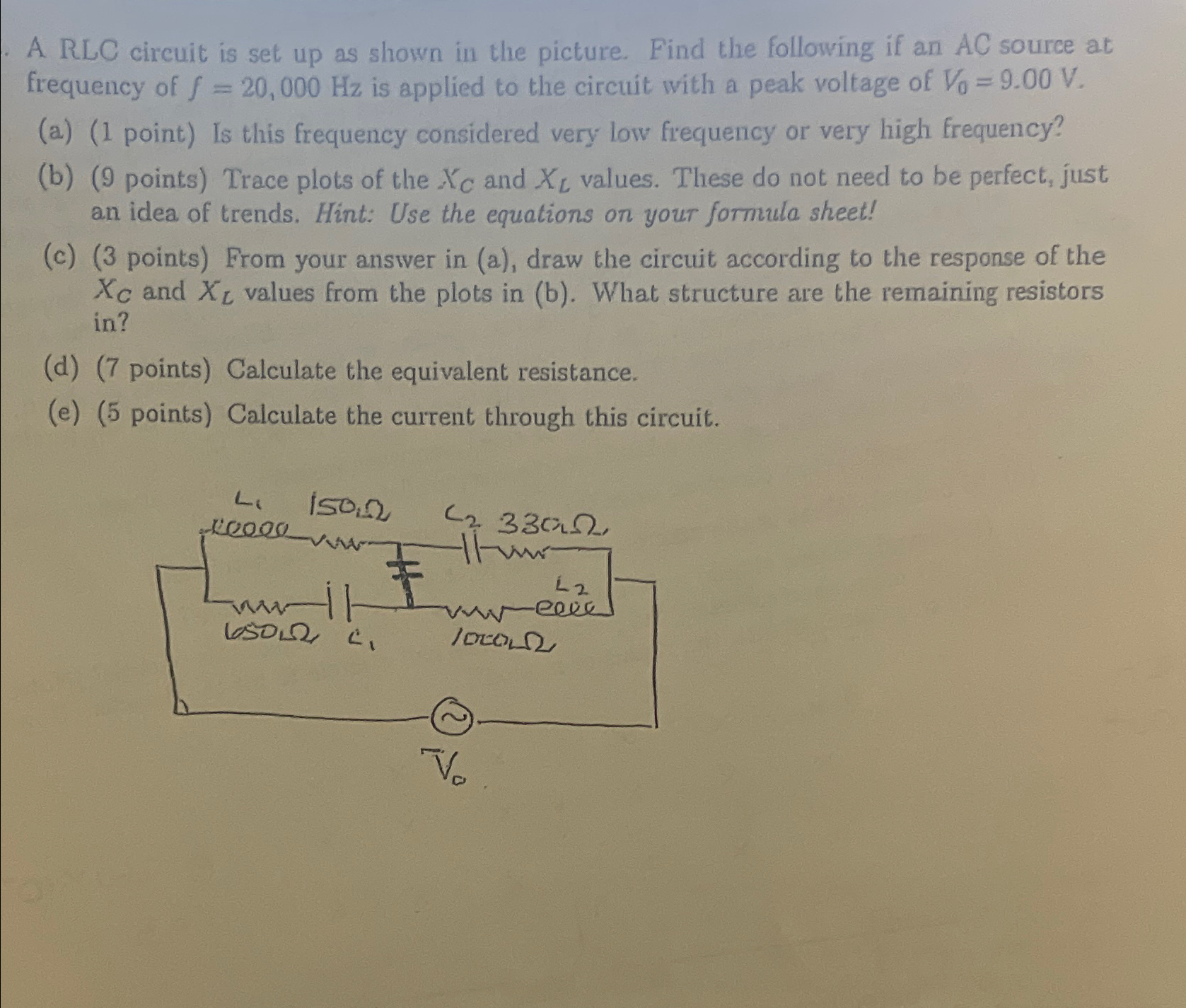 Solved A RLC circuit is set up as shown in the picture. Find | Chegg.com