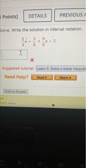 Solved Points] Solve. Write the solution in interval | Chegg.com